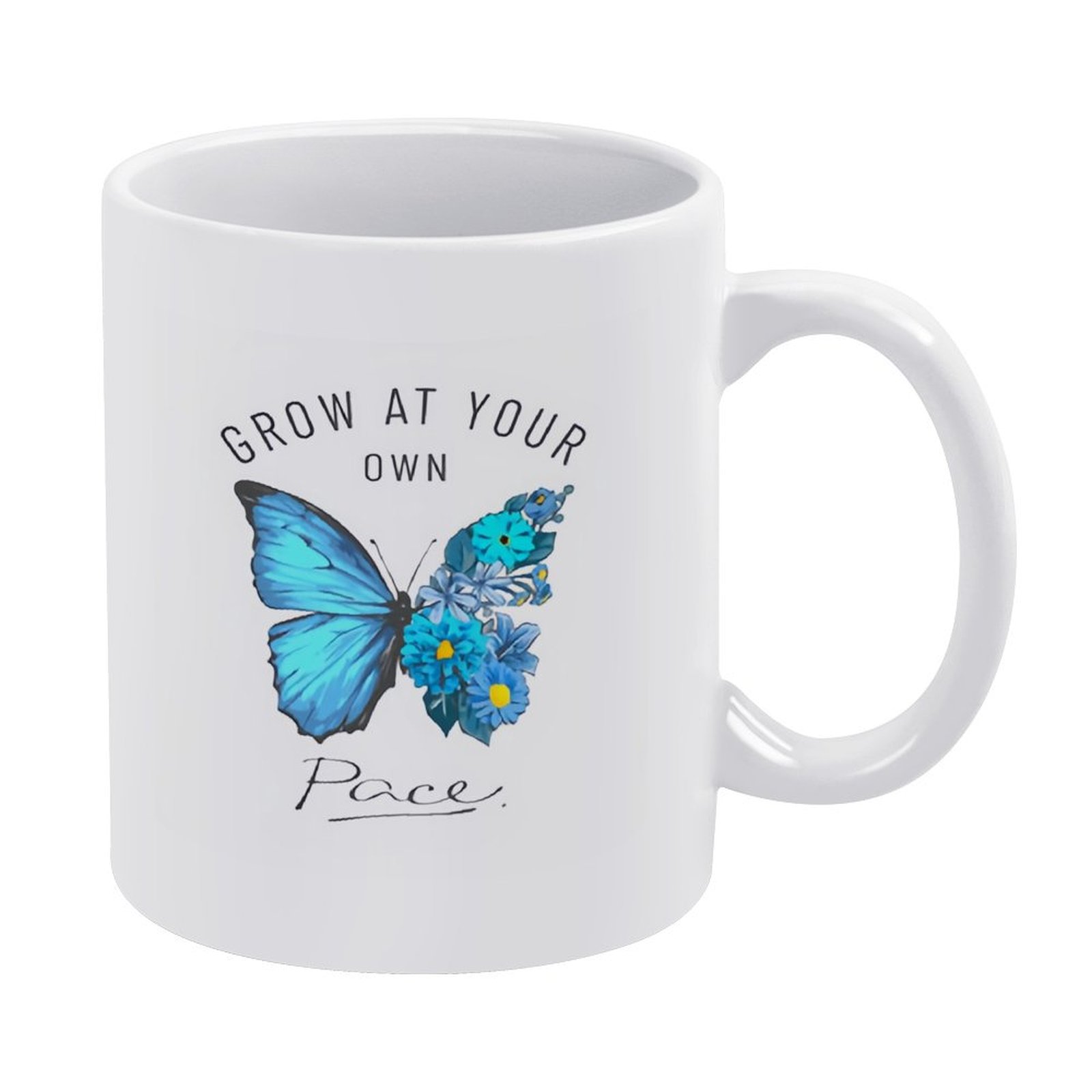 ANYWAY.GO White Ceramic Coffee Mugs for Hot or Cold Drinks ,Grow Pace ...