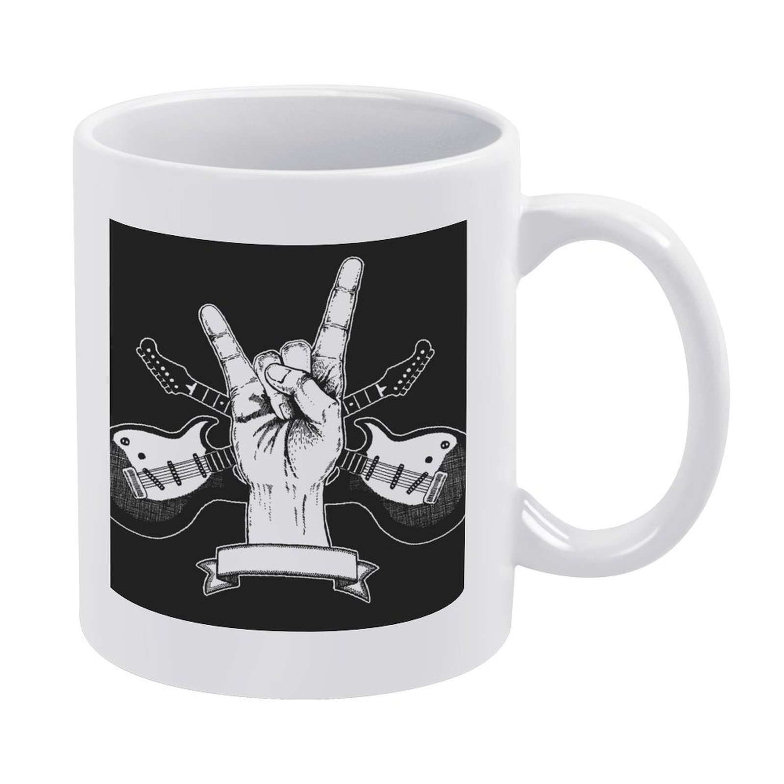 ANYWAY.GO White Ceramic Coffee Mugs for Hot or Cold Drinks ,Rock Heavy ...