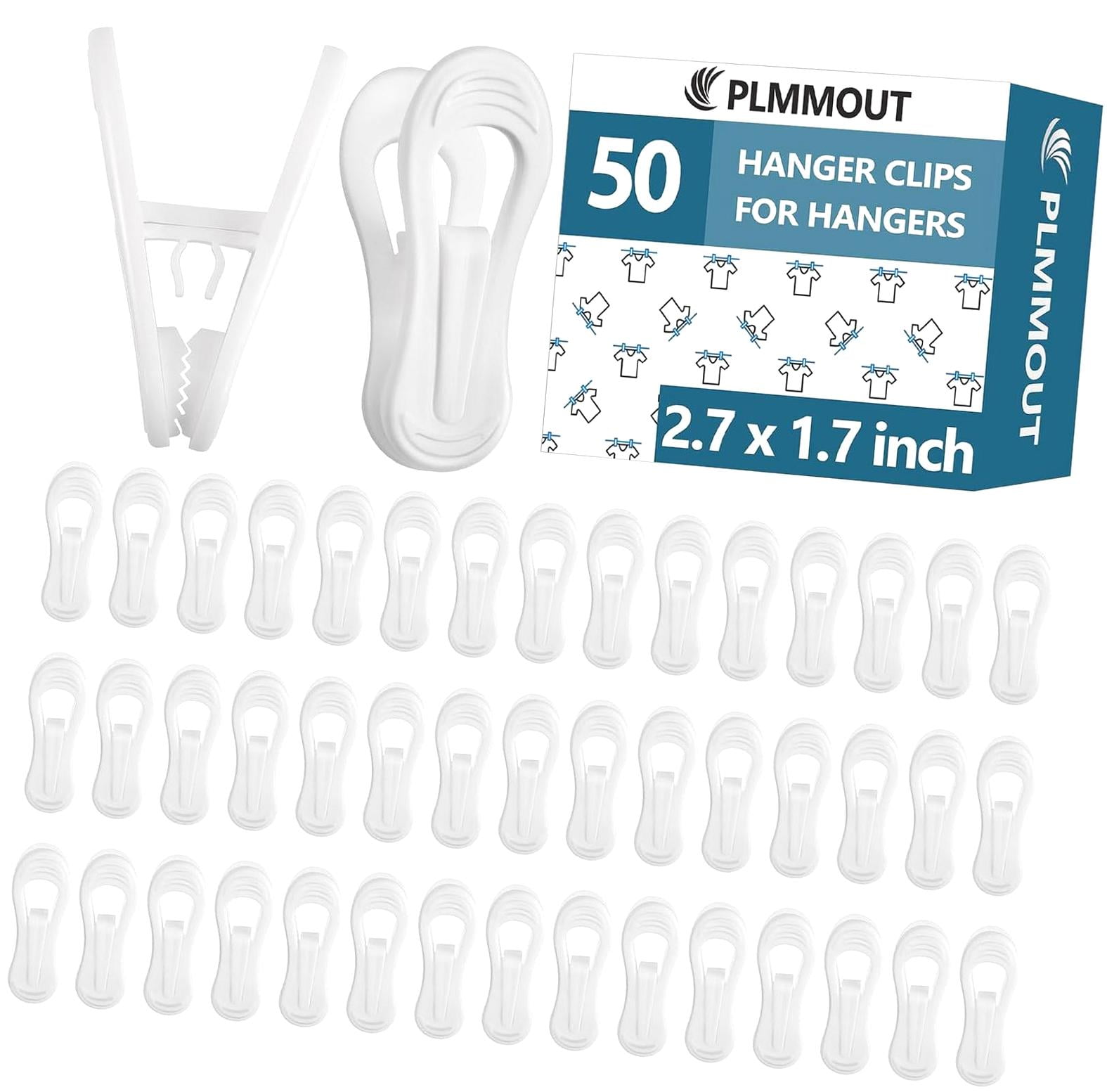 ANYWAY.GO White Hanger Clips 50 PCS,Velvet Hanger Clips for Plastic ...
