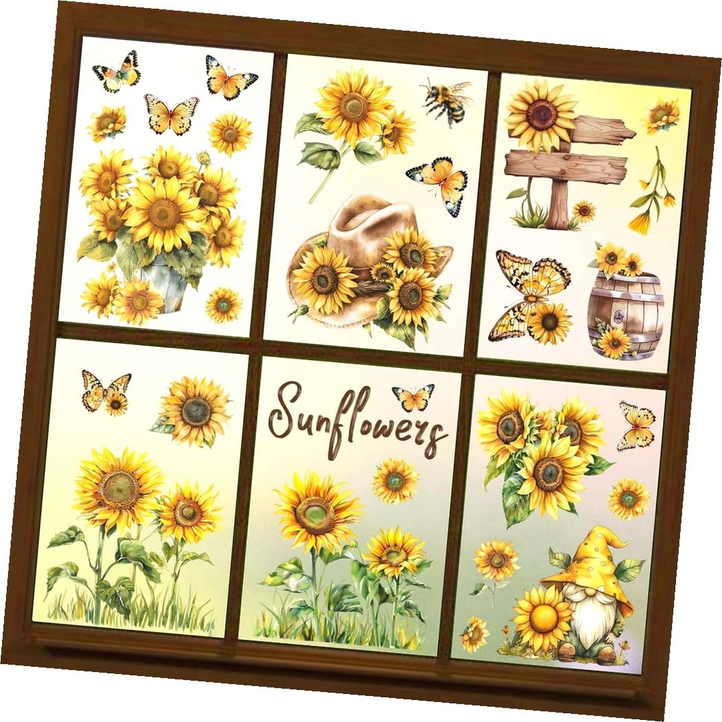 ANYWAY.GO Window Static Clings Stickers Decal 7.9"x11.8",9 with 40PCS ...