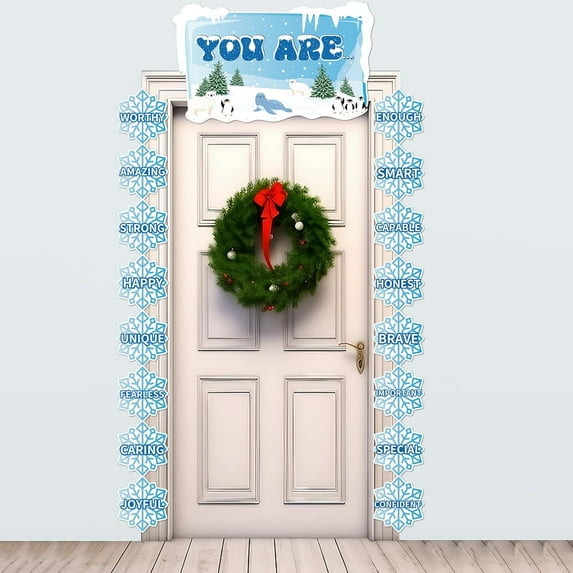 ANYWAY.GO Winter Classroom Door Banner Snowflake Affirmation Station ...