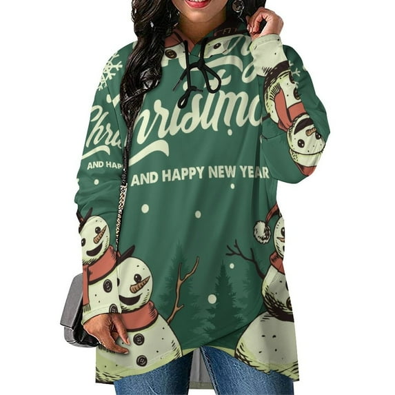 ANYWAY.GO Women's Hooded Sweatshirt, Happy Snowman Christmas Greeting ...