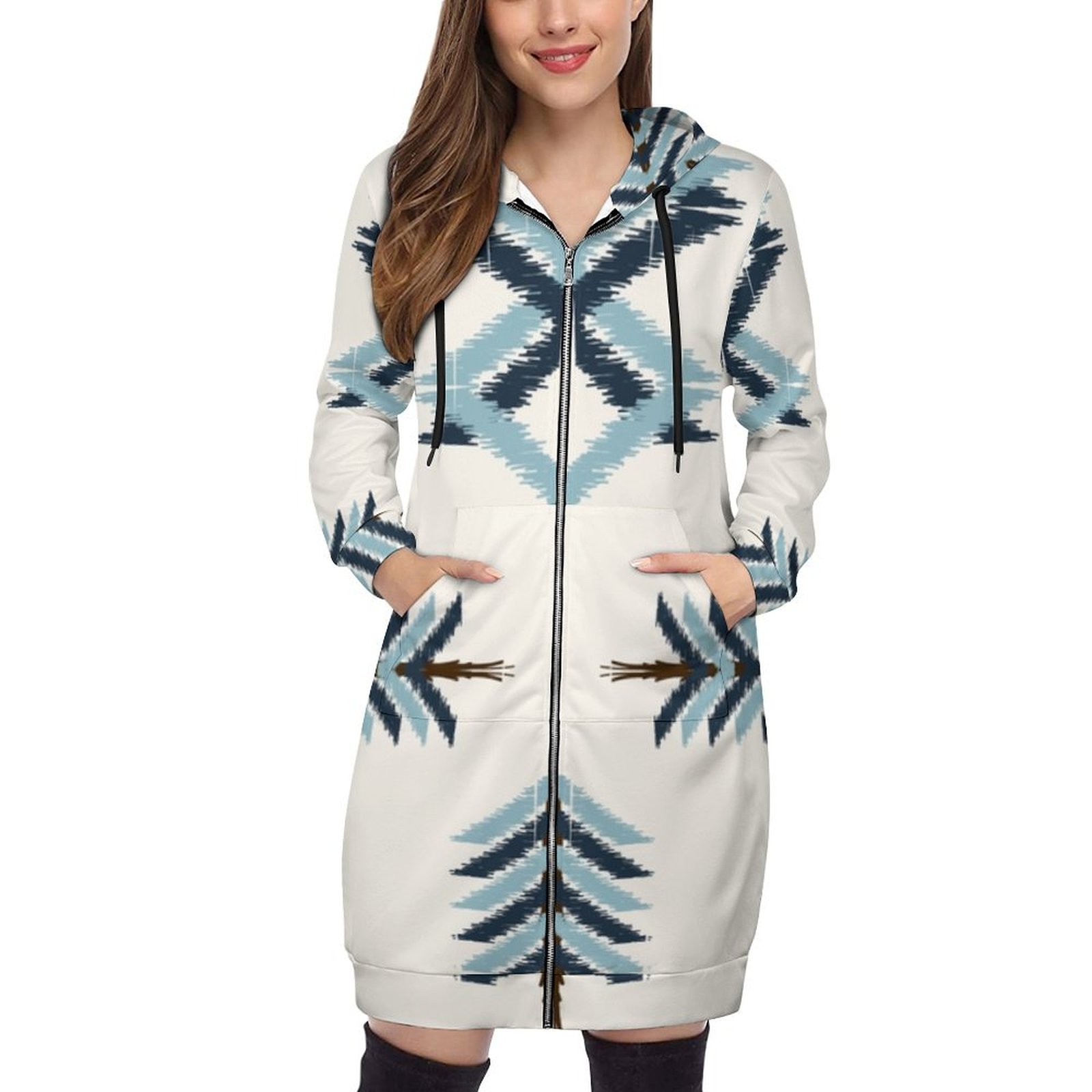 ANYWAY.GO Womens Zip Up Hoodies Fashion Slim fit hoodie Beautiful Ikat ...