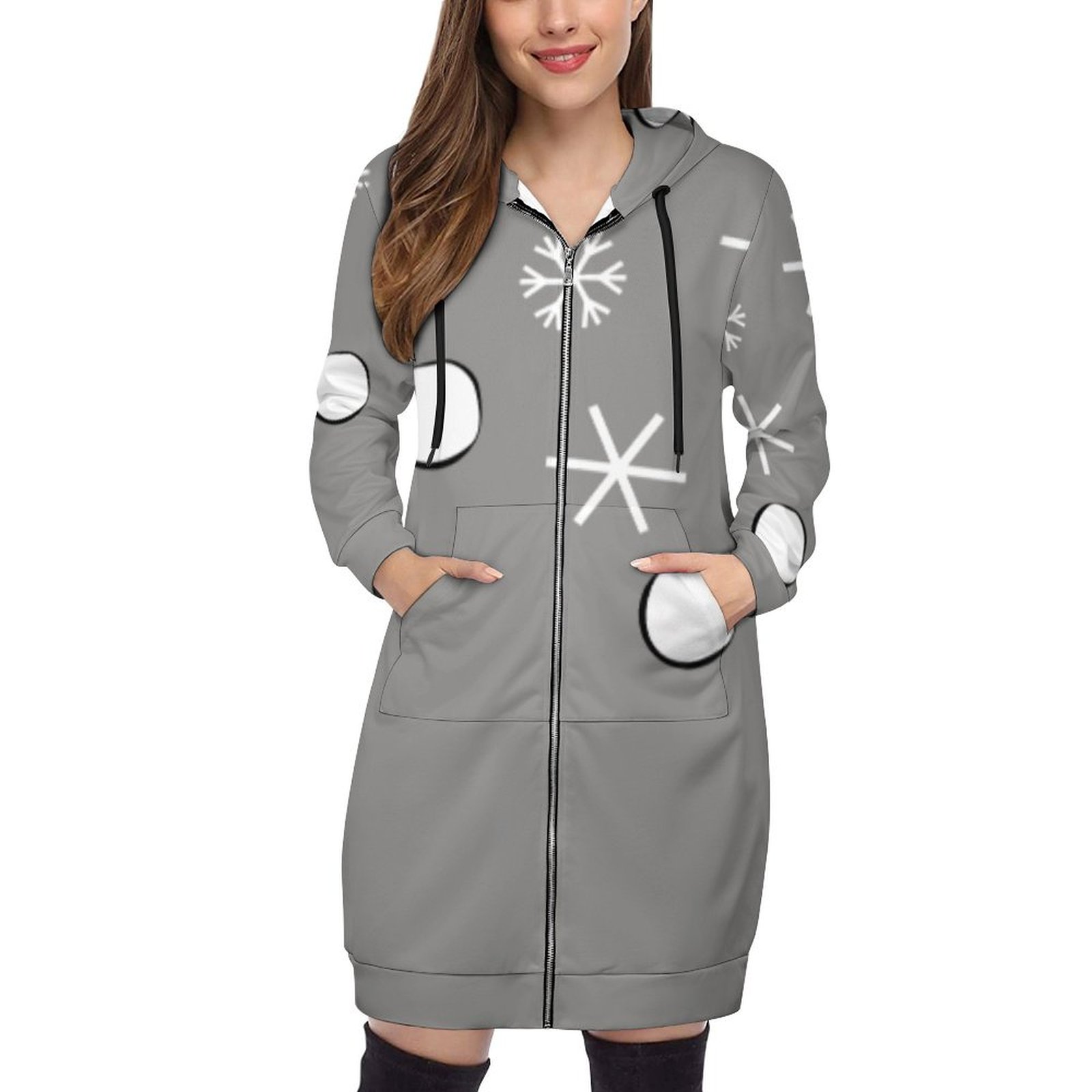 ANYWAY.GO Womens Zip Up Hoodies Fashion Slim fit hoodie Christmas Card ...