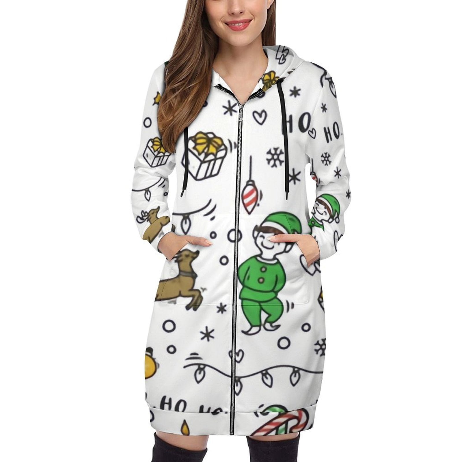 ANYWAY.GO Womens Zip Up Hoodies Fashion Slim fit hoodie Christmas ...