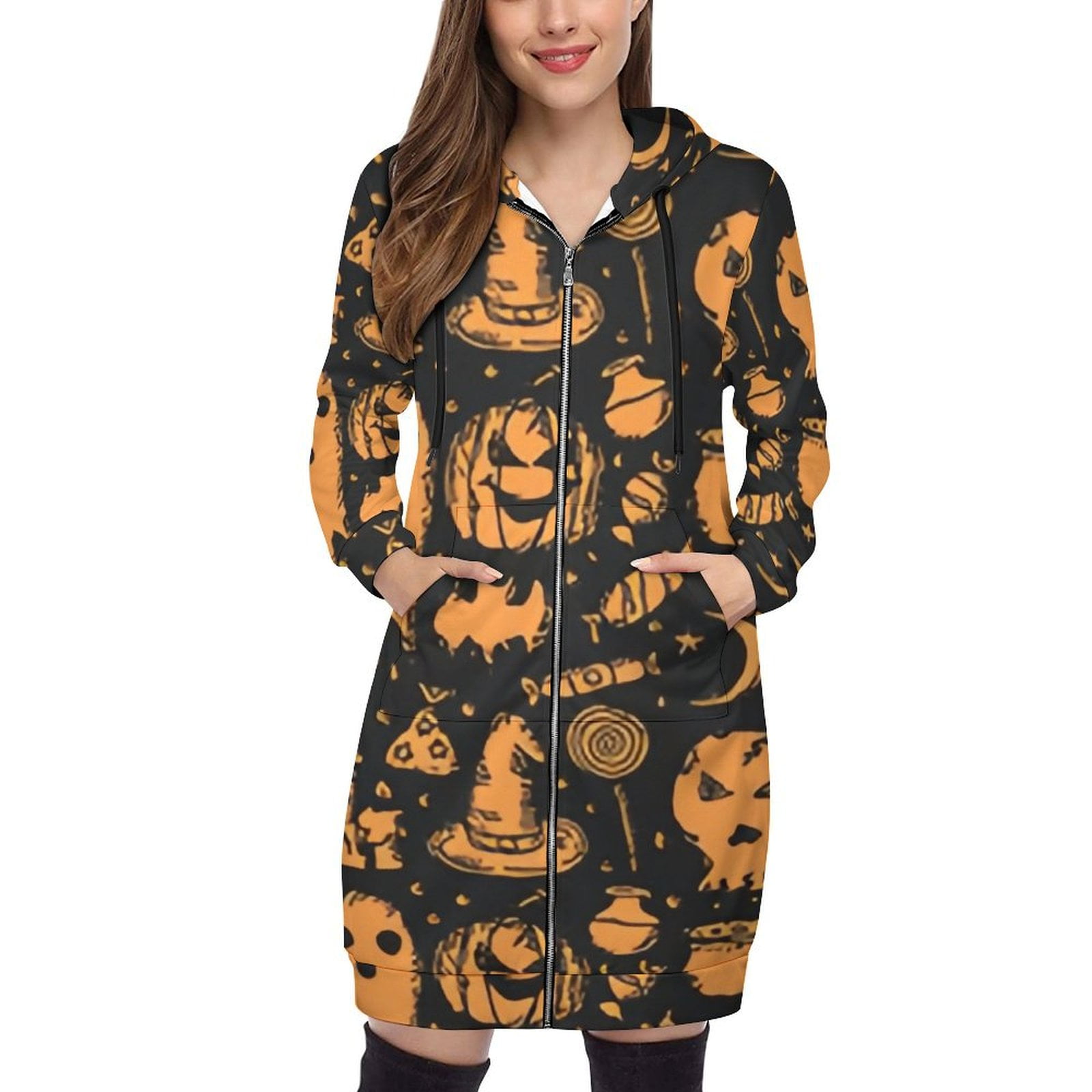 ANYWAY.GO Womens Zip Up Hoodies Fashion Slim fit hoodie Halloween ...