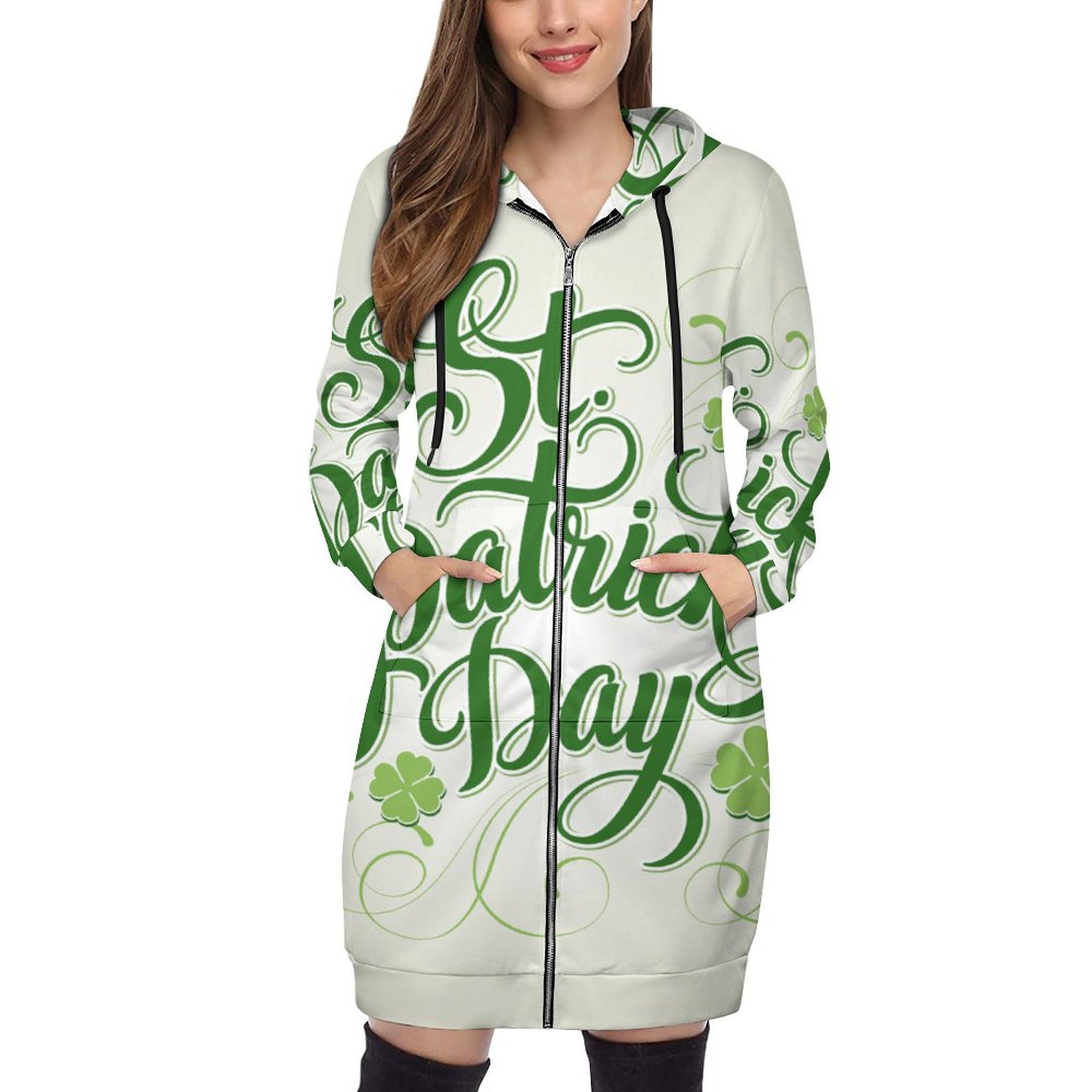 ANYWAY.GO Womens Zip Up Hoodies Fashion Slim fit hoodie Patrick Day ...