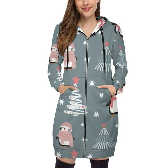 ANYWAY.GO Womens Zip Up Hoodies Fashion SweatshirtsChristmas Pattern ...