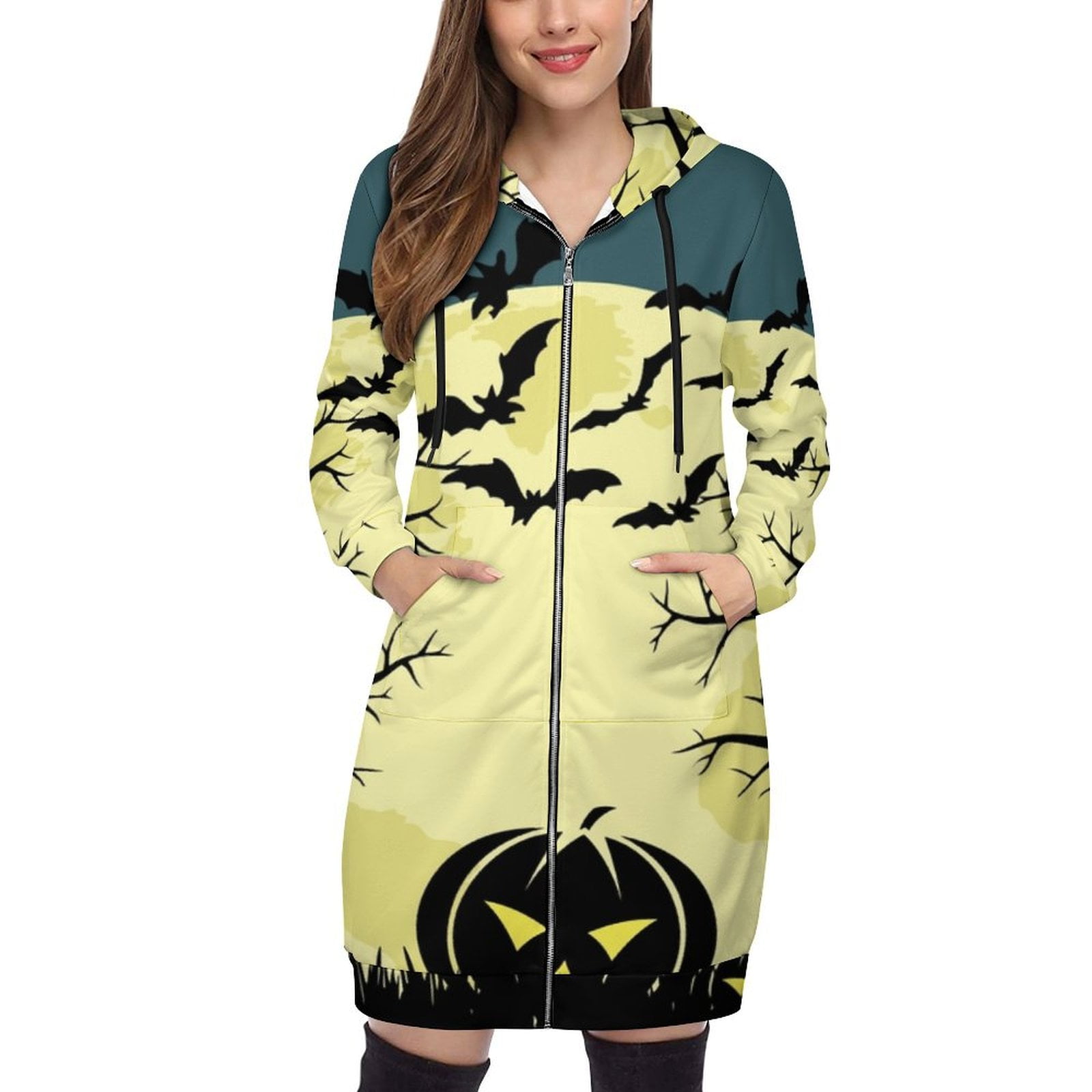 ANYWAY.GO Womens Zip Up Hoodies Fashion SweatshirtsHalloween Happy ...