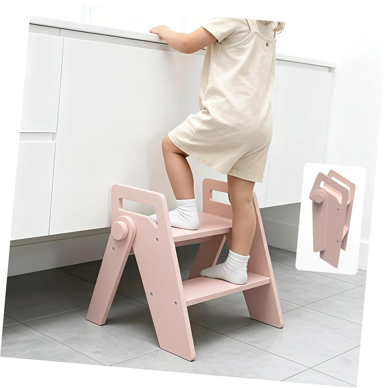 ANYWAY.GO Wooden 2 Step Stool Bathroom Foldable 2-Step for Toilet Potty ...