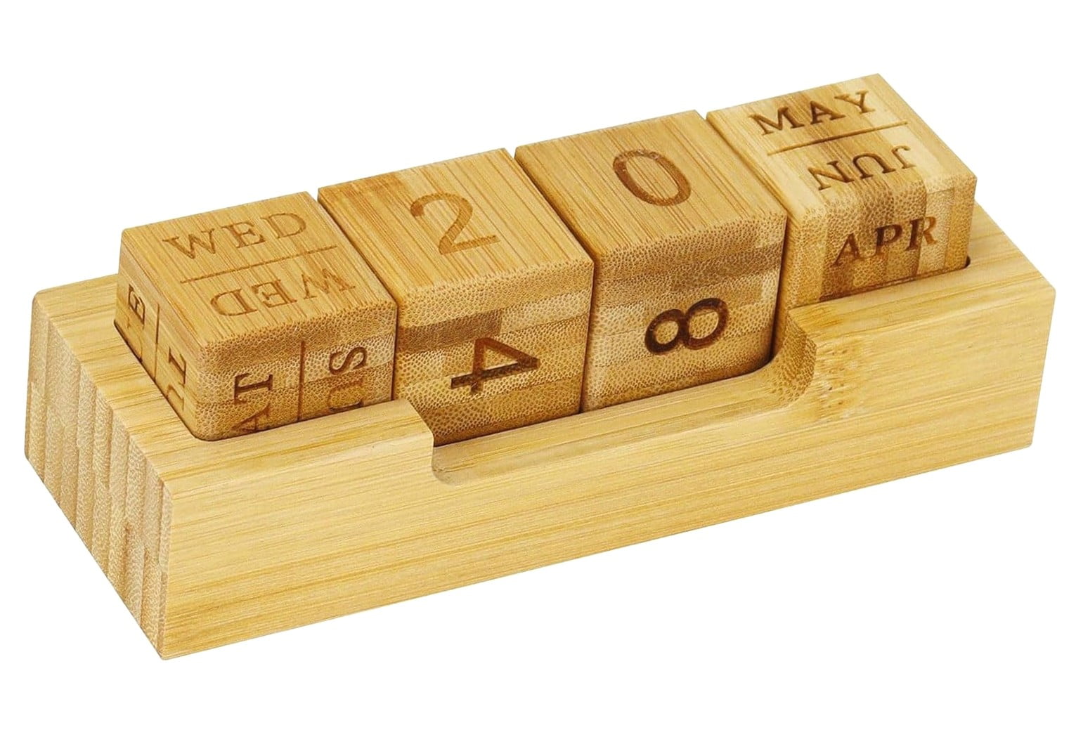 ANYWAY.GO Wooden Cube Perpetual Calendar for Desk – Small Calendar with ...