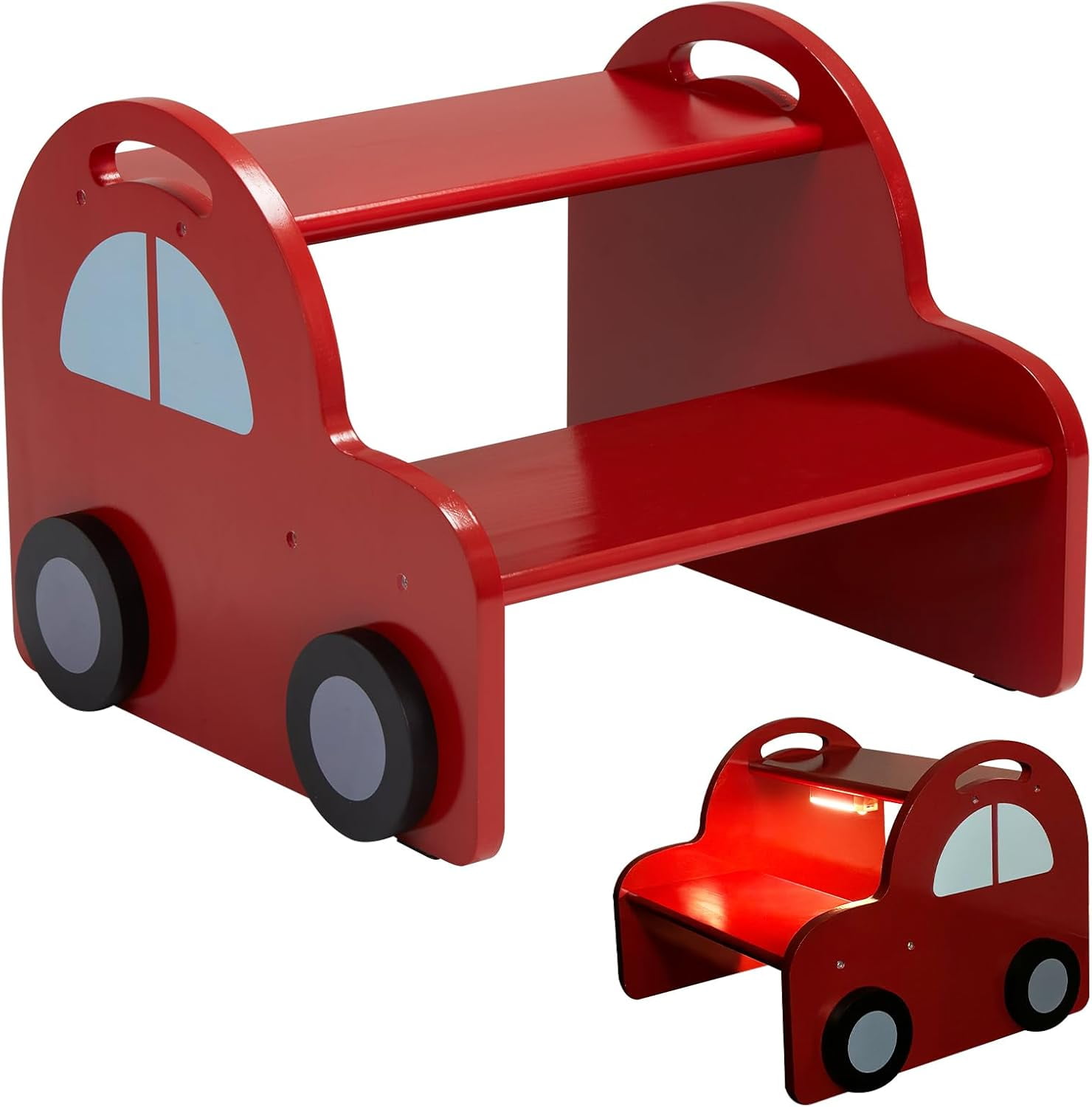 ANYWAY.GO Wooden Toddler Step Stool , 2-Step Stool for Bathroom Sink ...