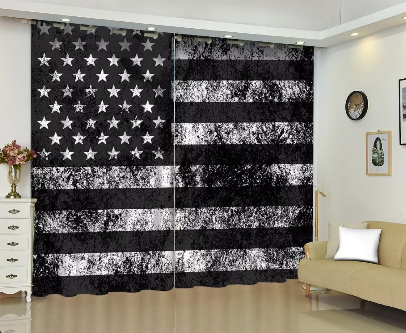 ANYWAY.GO and White Curtains for Bedroom Living Room US Stars Darkening ...