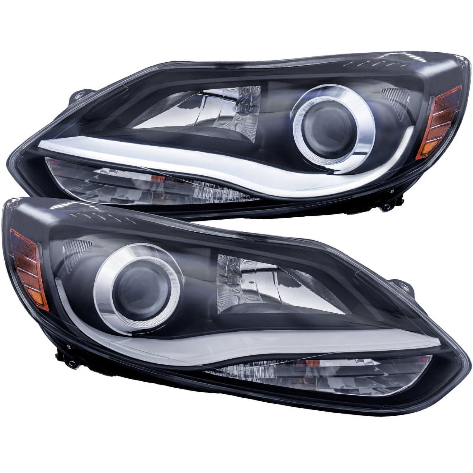 ANZO 2012-2014 Ford Focus Projector Headlights w/ Plank Style Design ...