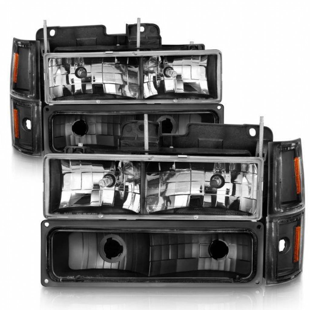 ANZO For GMC V3500 1988 89 90 1991 Crystal Headlights Black | 111505 ...