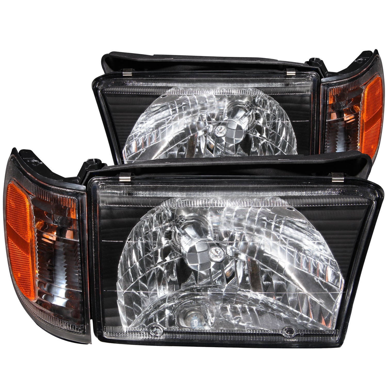 ANZO USA 111077 99-02 4RUNNER HEADLIGHTS BLACK WITH AMBER REFLECTORS ...