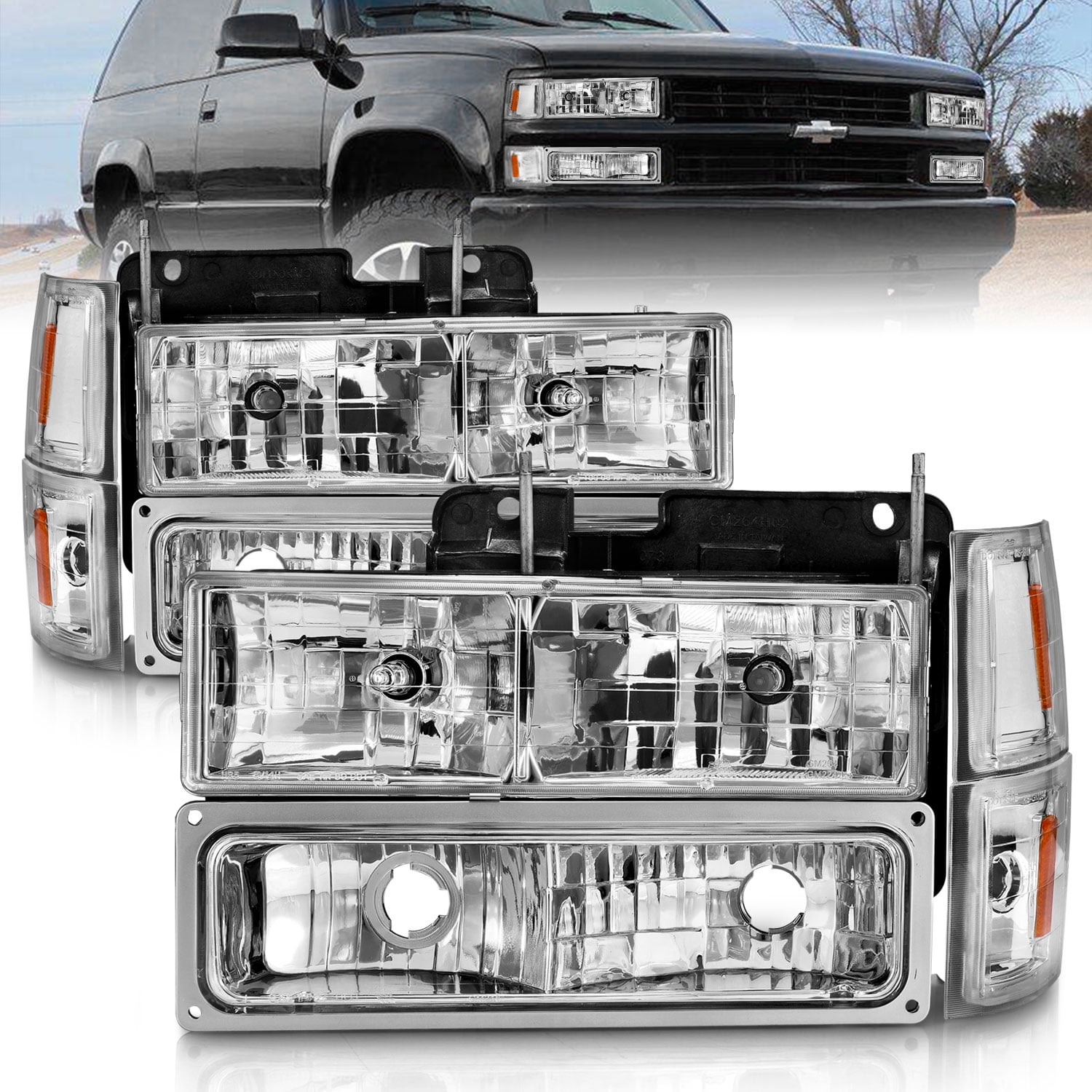 ANZO USA 111506 Crystal Headlight Fits select: 1988-2000 CHEVROLET GMT ...