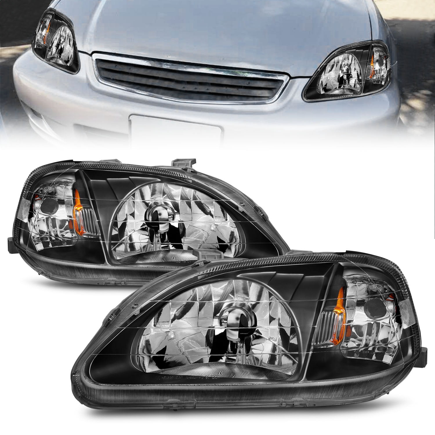 ANZO USA 121070 Crystal Headlight Set Fits select: 1999-2000 HONDA ...