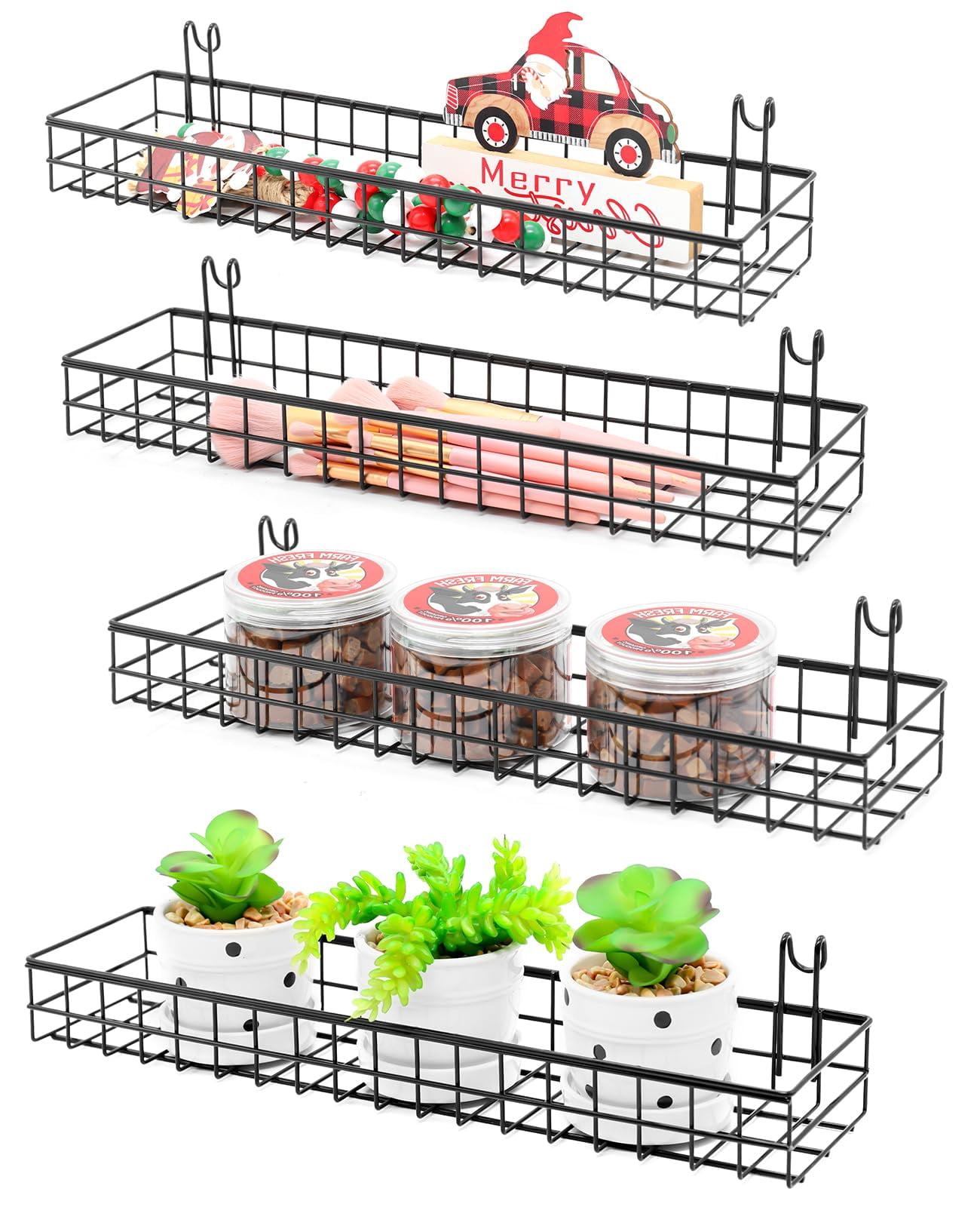 ANZOME Wire Wall Basket, Grid Basket with Hooks, Wall Mounted Organizer ...