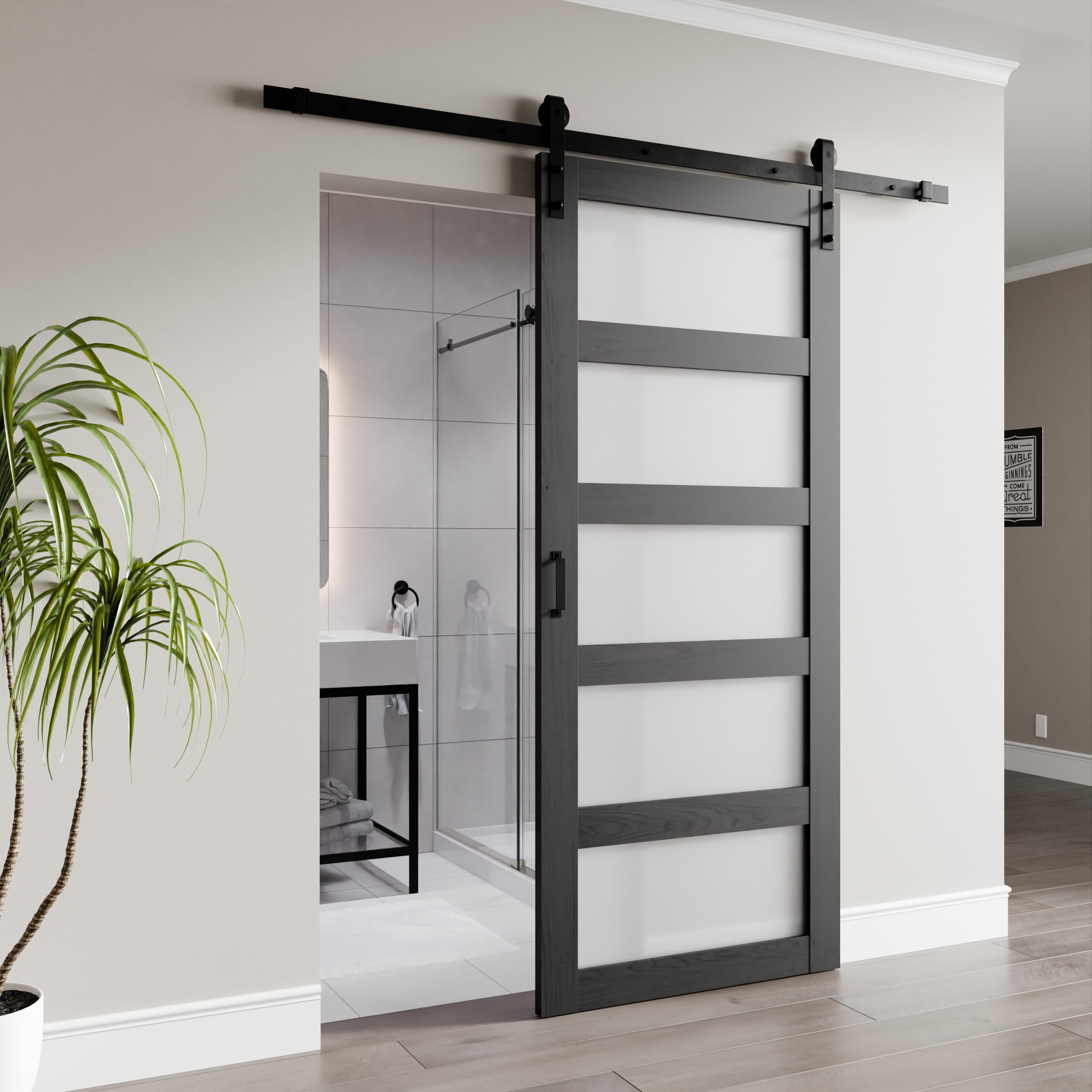 ANZZI 5 Vision Glass Sliding Door - Durable MDF/PVC Construction with ...