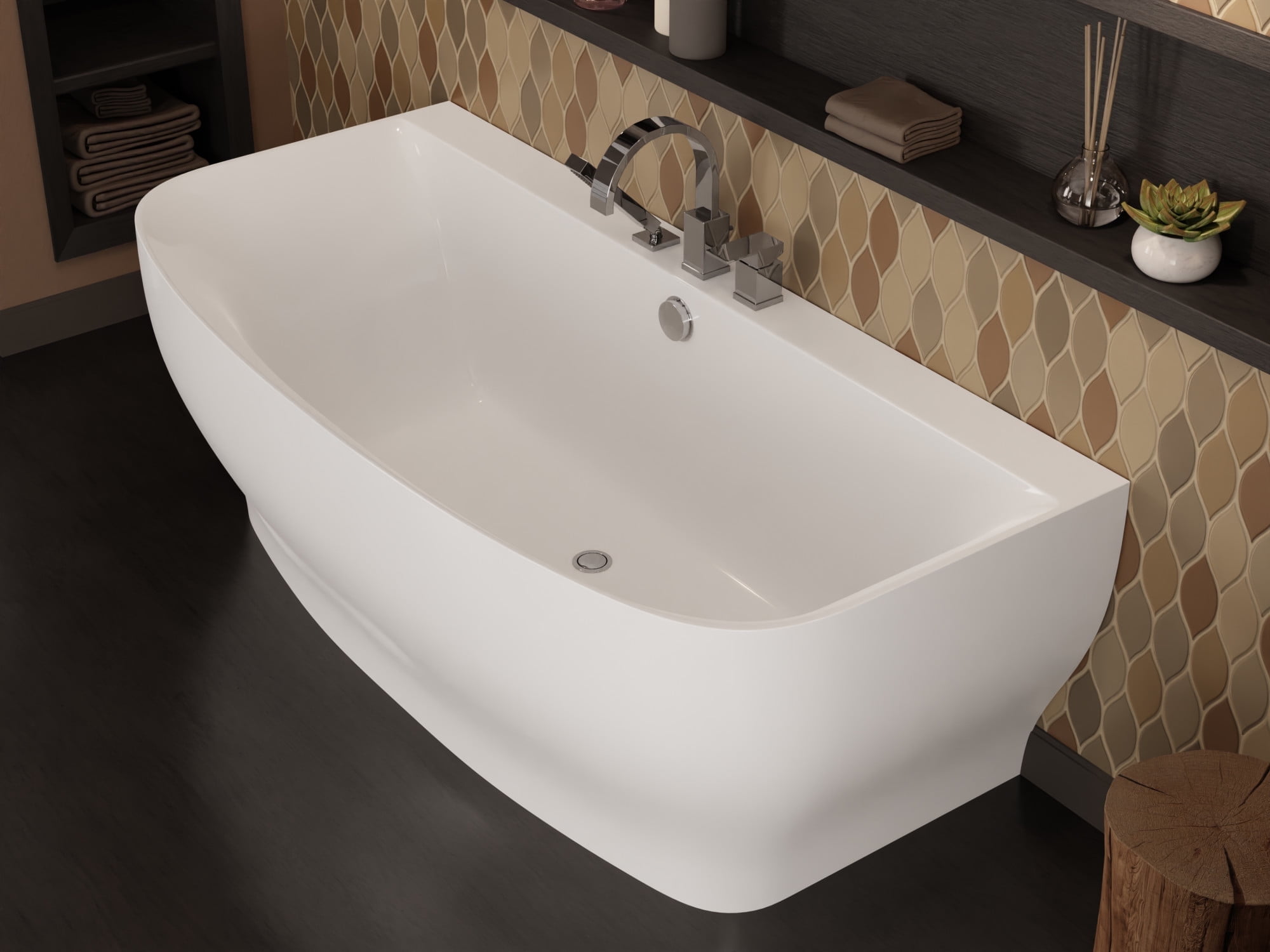 ANZZI Bank 65" Flat Bottom Freestanding Soaking Tub with Nite Faucet ...