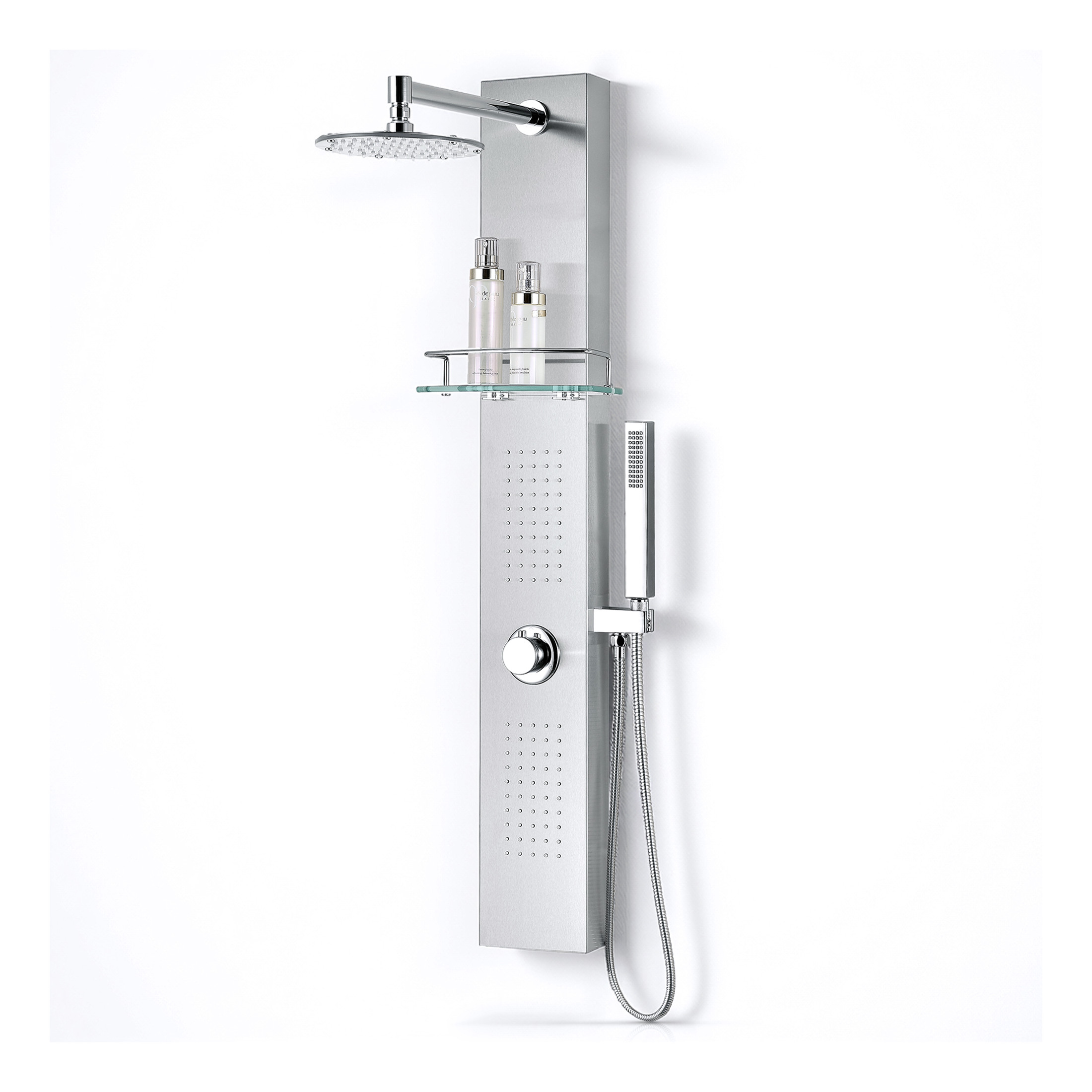 Coastal Series 44 in. 2-Jetted Full Body Shower Panel System in Brushed ...