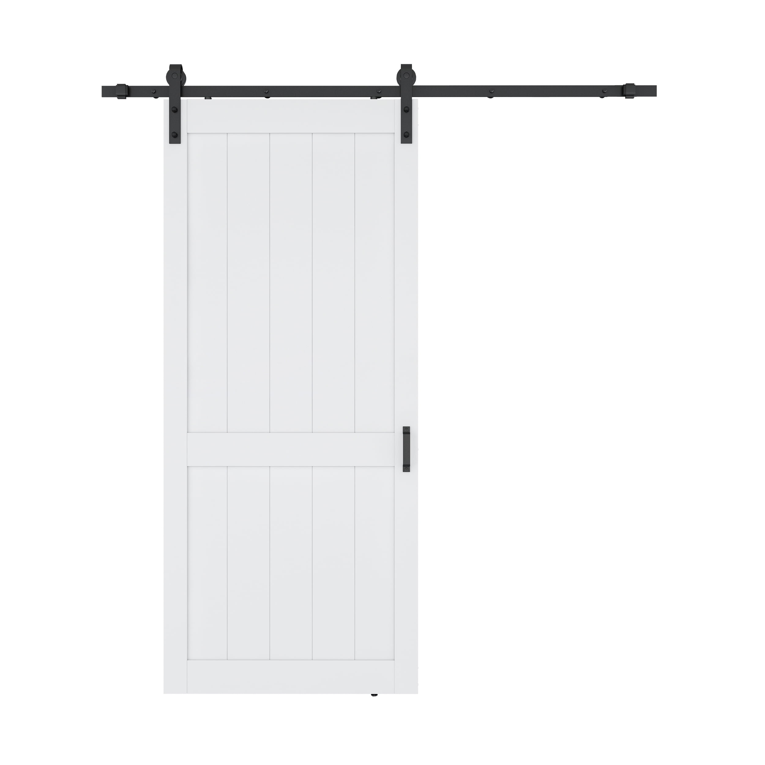 ANZZI Heavy Duty Sturdy Sliding Barn Door - 36x84'' White Sliding Wood ...