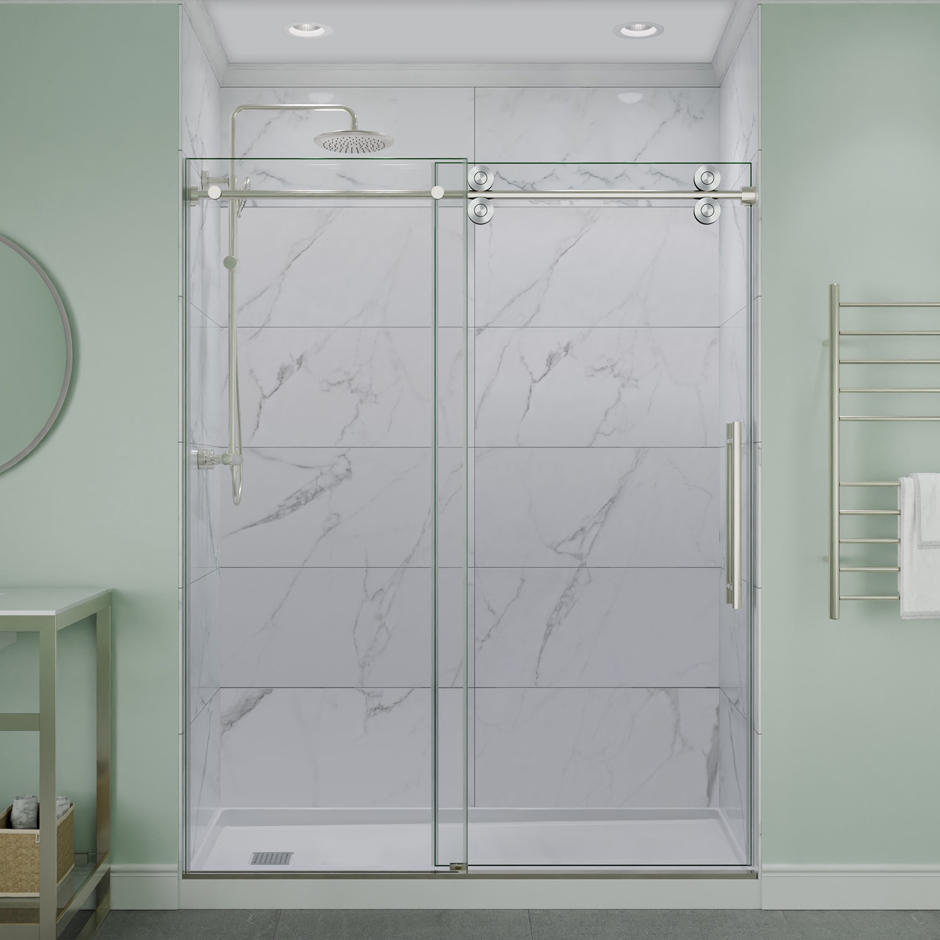 Ozean Series 56-60"W x 76"H Frameless Shower Door with Sliding in ...