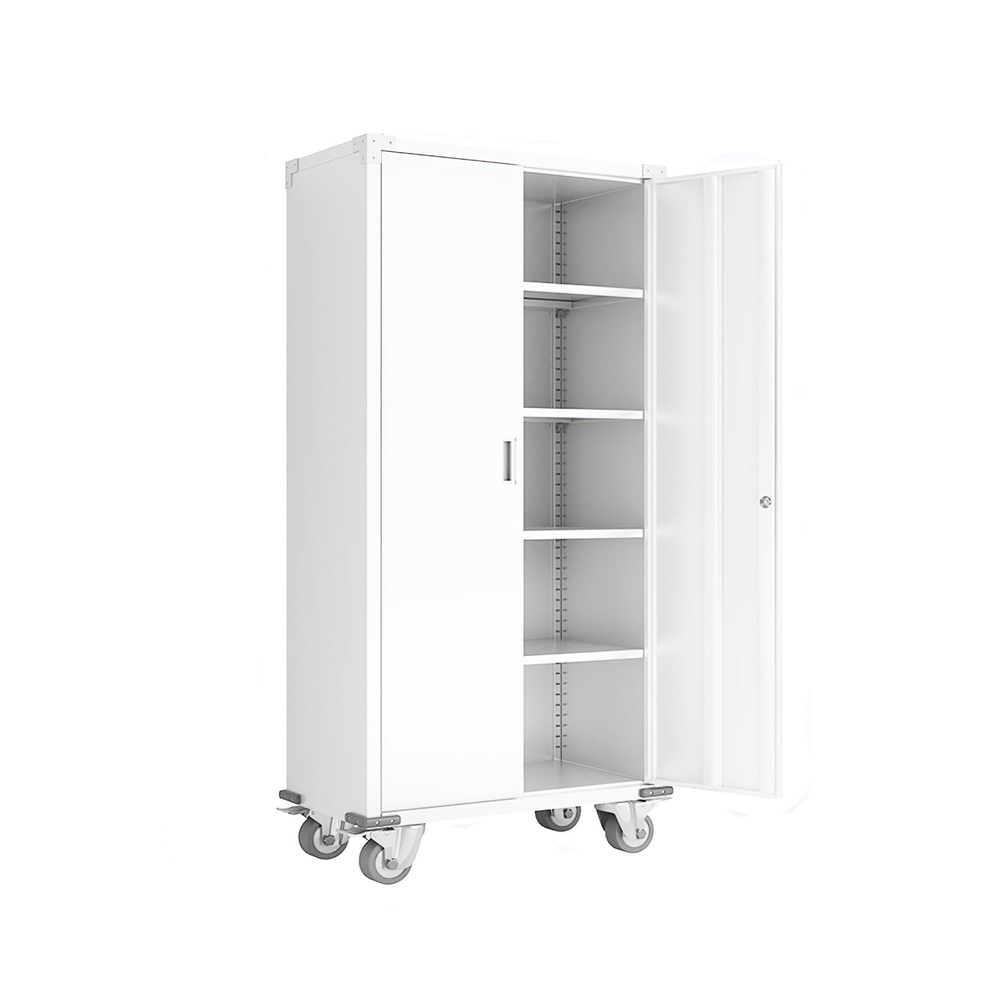 AOBABO 72” Locking Metal Garage Home Office Storage Cabinet w/Wheels ...