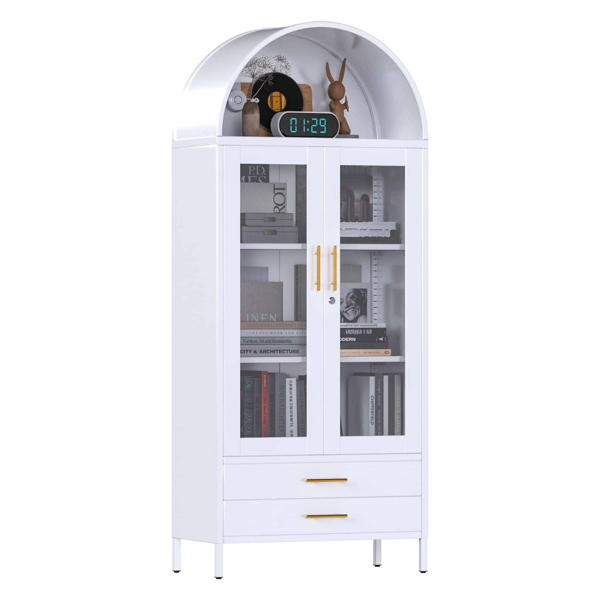 AOBABO 73''H Metal Arch Kitchen Pantry Cabinets, Arched Display Cabinet ...