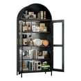 AOBABO 78.74" H Metal Arched Cabinet with Lock and LED Light Strip ...