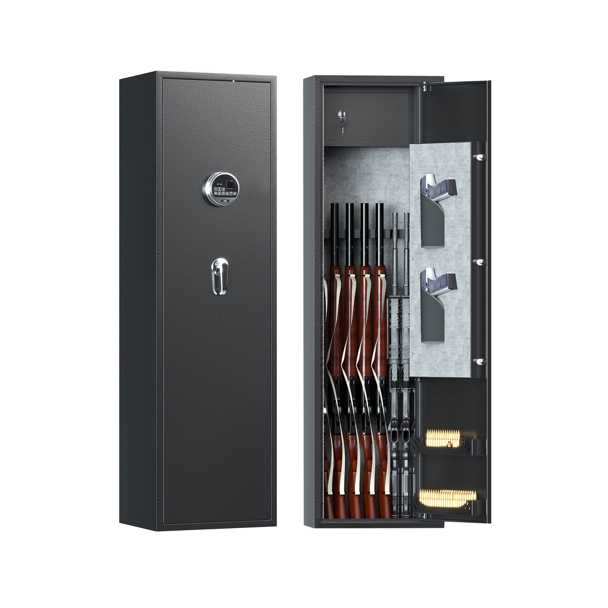 AOBABO 8-Rifle & Pistol Gun Safe, Quick Access with Fingerprint ...