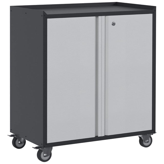 AOBABO Metal Freestanding Lockable Wheeled Garage Storage Cabinet w ...