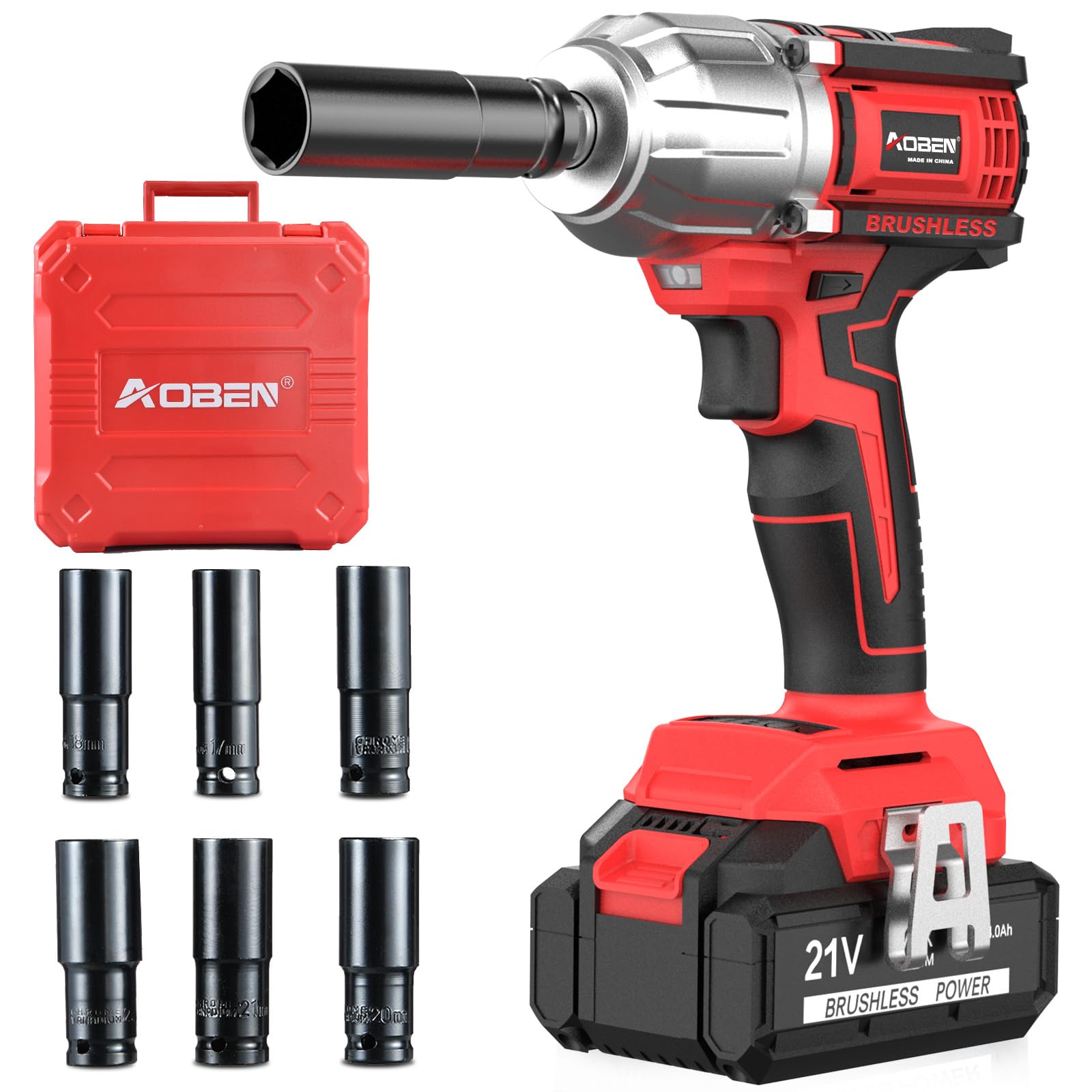 AOBEN 21V Cordless High Torque Impact Wrench 1/2 inch, Powerful ...