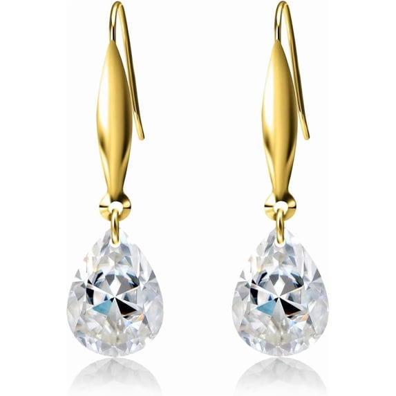 AOBOCO 18K Gold Pear Birthstone Dangle Earrings for Women,Teardrop ...