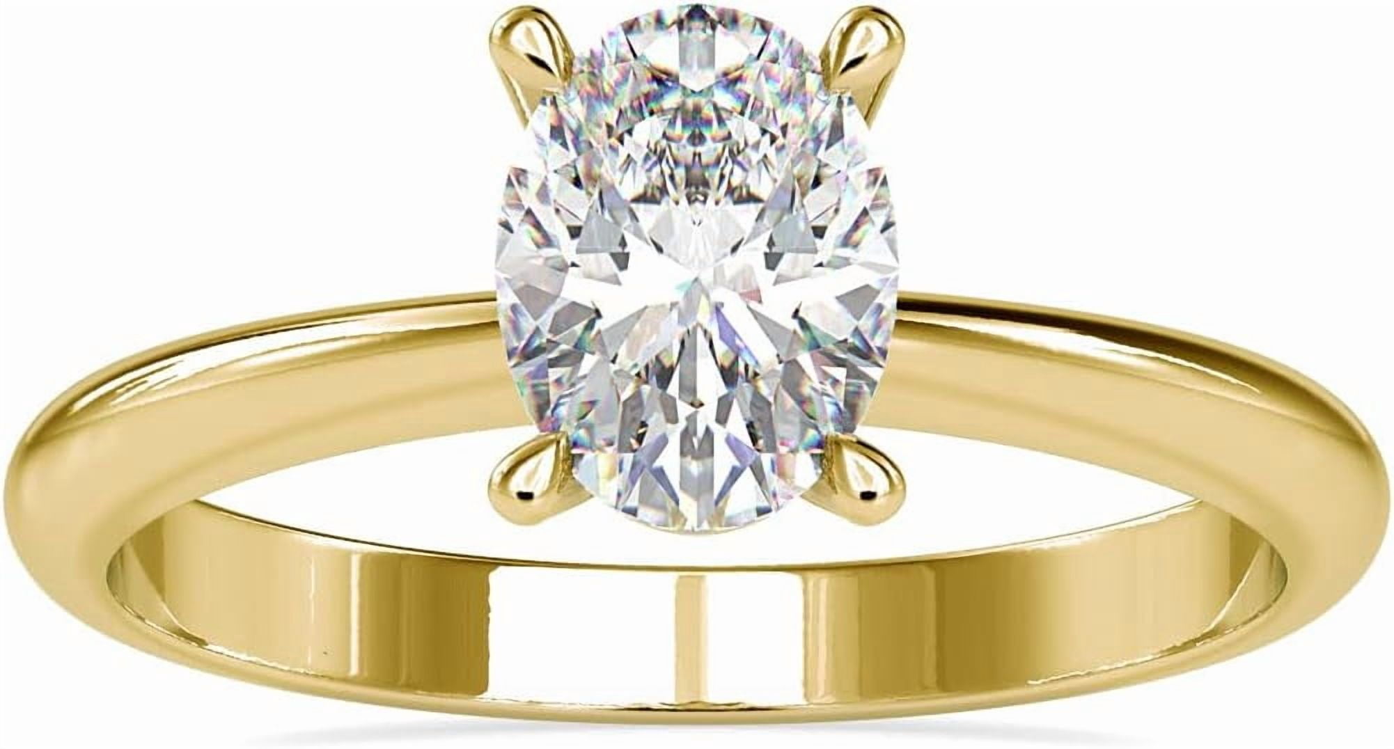 AOBOCO 1ct 10K 14K 18K Gold Solitaire Oval Cut Moissanite Engagement ...