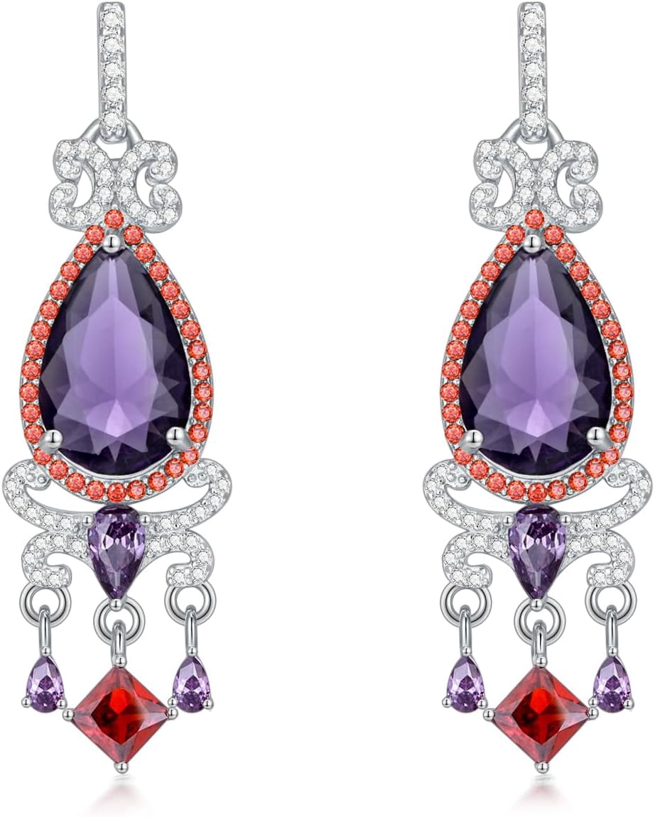 AOBOCO 925 Sterling Silver Colorful Chandelier Teardrop Dangle Earrings ...