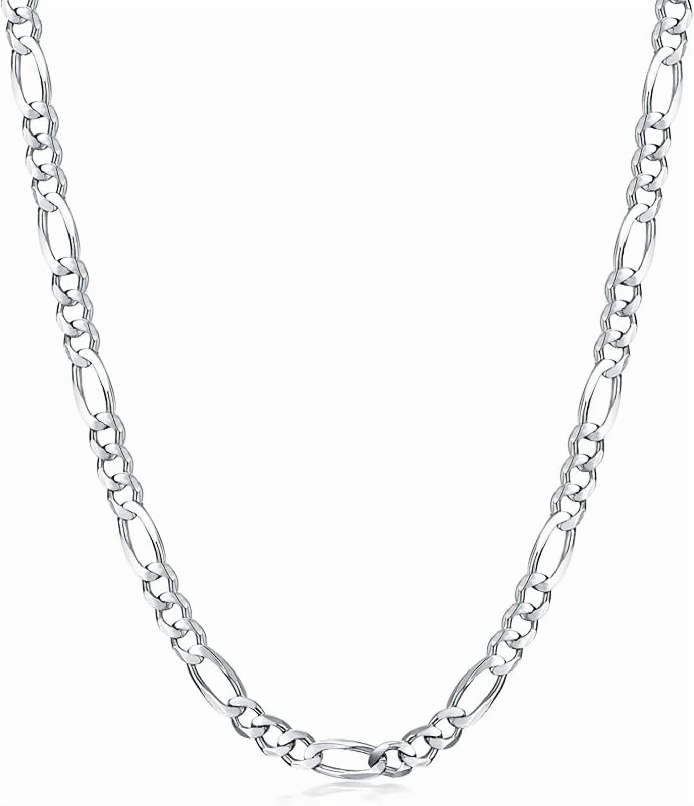 AOBOCO 925 Sterling Silver Figaro Chain 3MM, 4MM, 5.5MM Italian Diamond ...