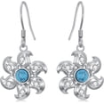 AOBOCO 925 Sterling Silver Genuine Turquoise Flower Dangle Drop ...