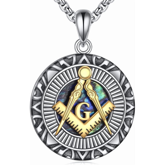 AOBOCO 925 Sterling Silver Masonic Necklace for Men Women, Freemason ...