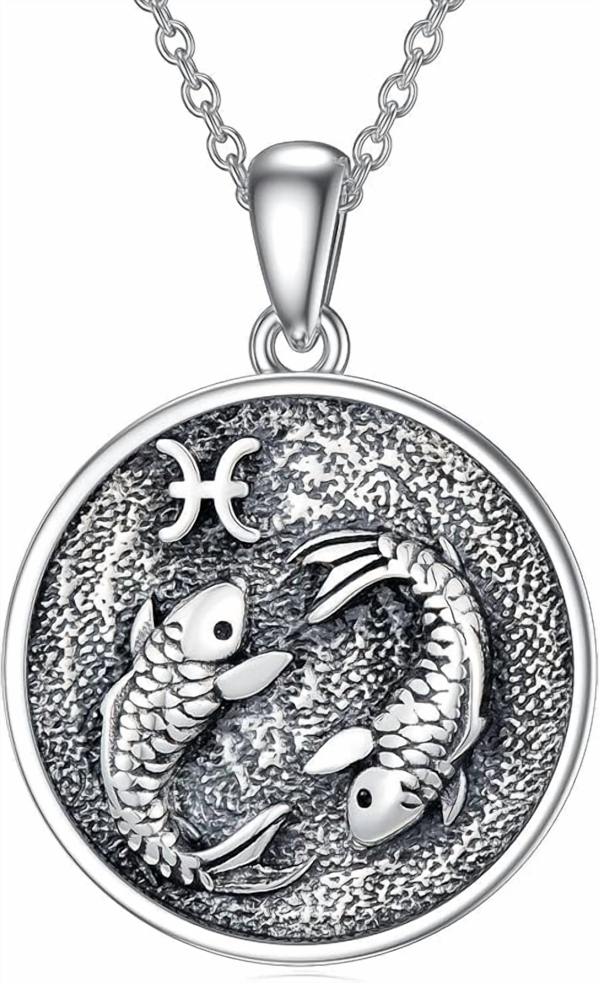 AOBOCO 925 Sterling Silver Zodiac Necklace for Women Zodiac Sign Coin ...