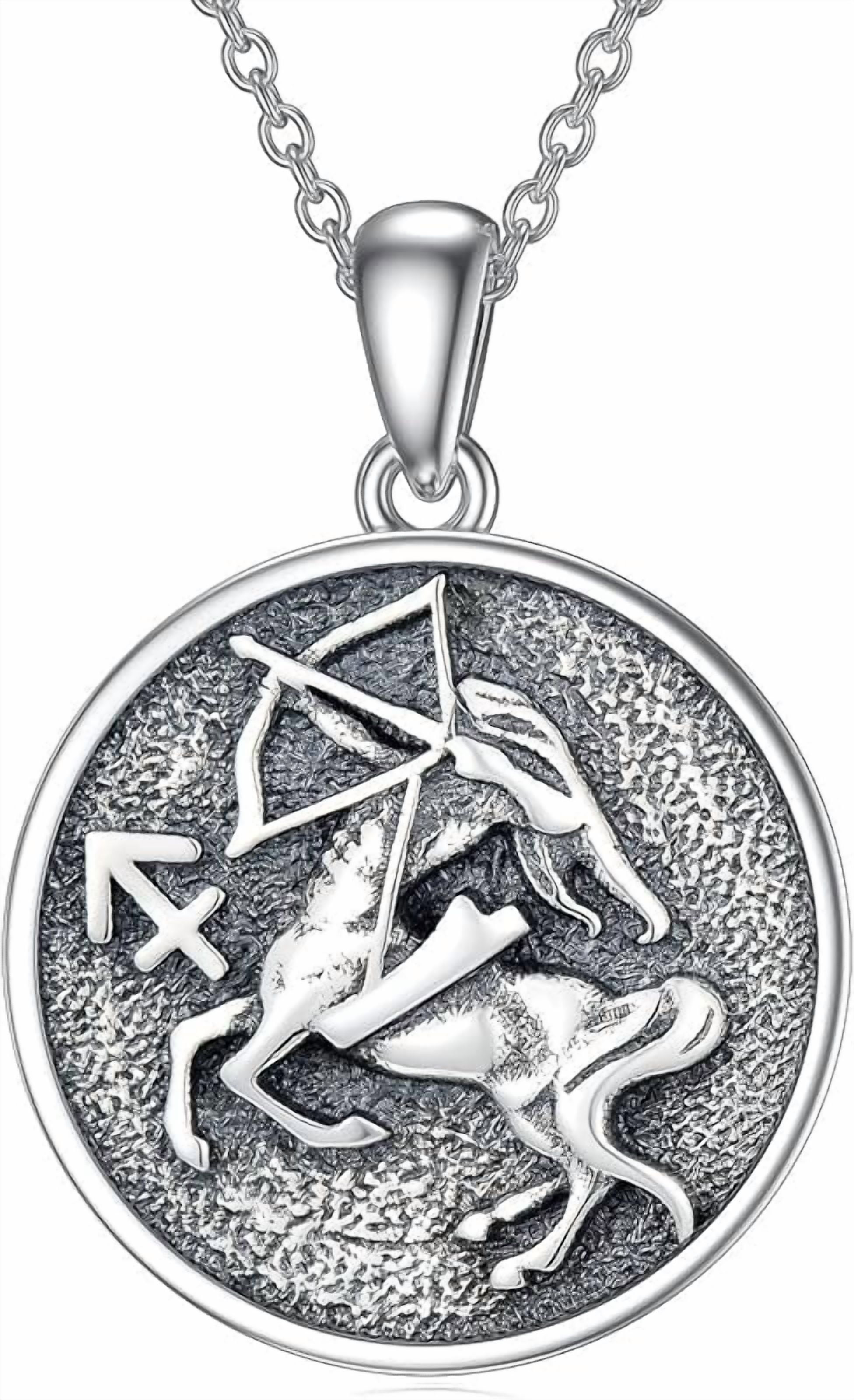 AOBOCO 925 Sterling Silver Zodiac Necklace for Women Zodiac Sign Coin ...