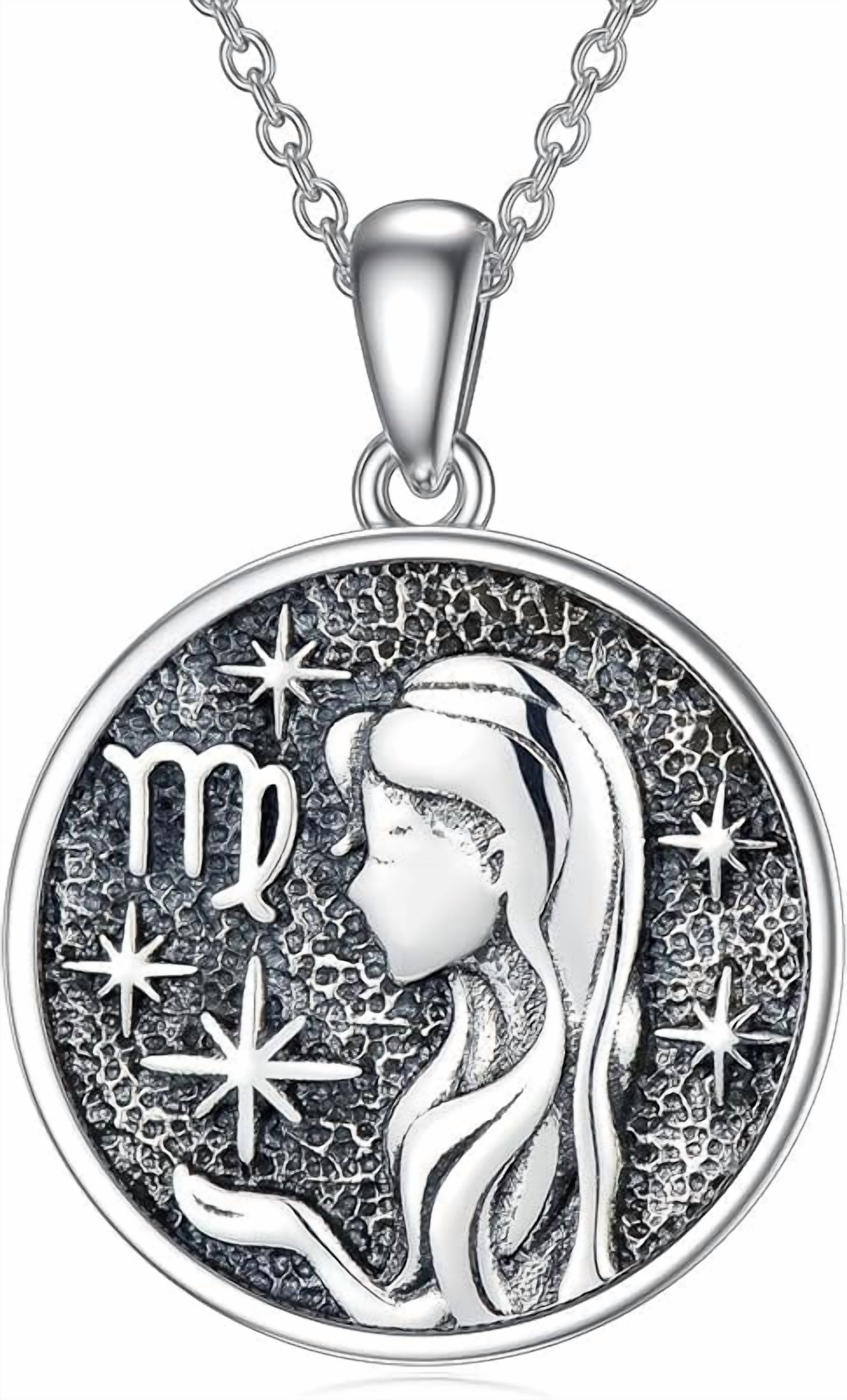 AOBOCO 925 Sterling Silver Zodiac Necklace for Women Zodiac Sign Coin ...