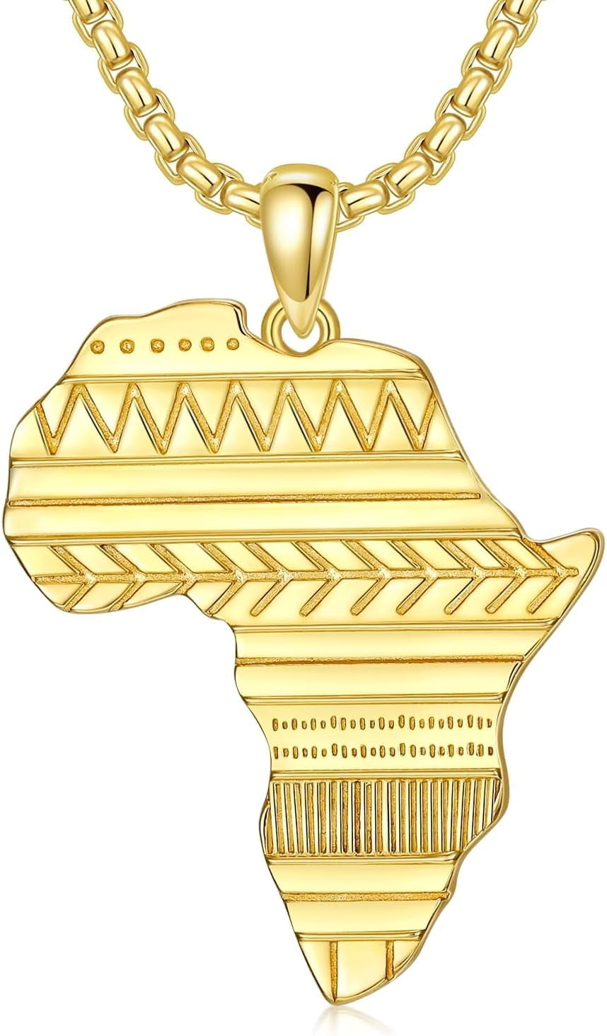 AOBOCO Africa Map Necklace Sterling Silver 18k Gold Plated Africa Map ...