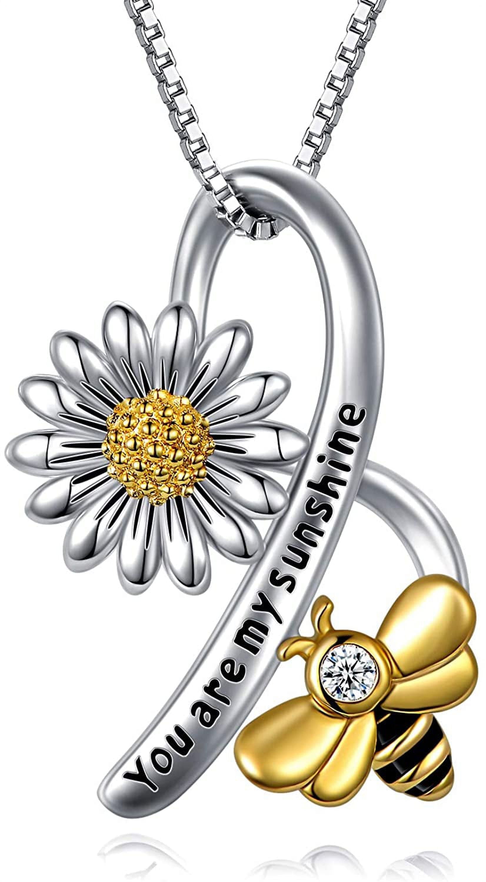 AOBOCO Sterling Silver Sunflower Necklace, Birthday Gifts for Women ...