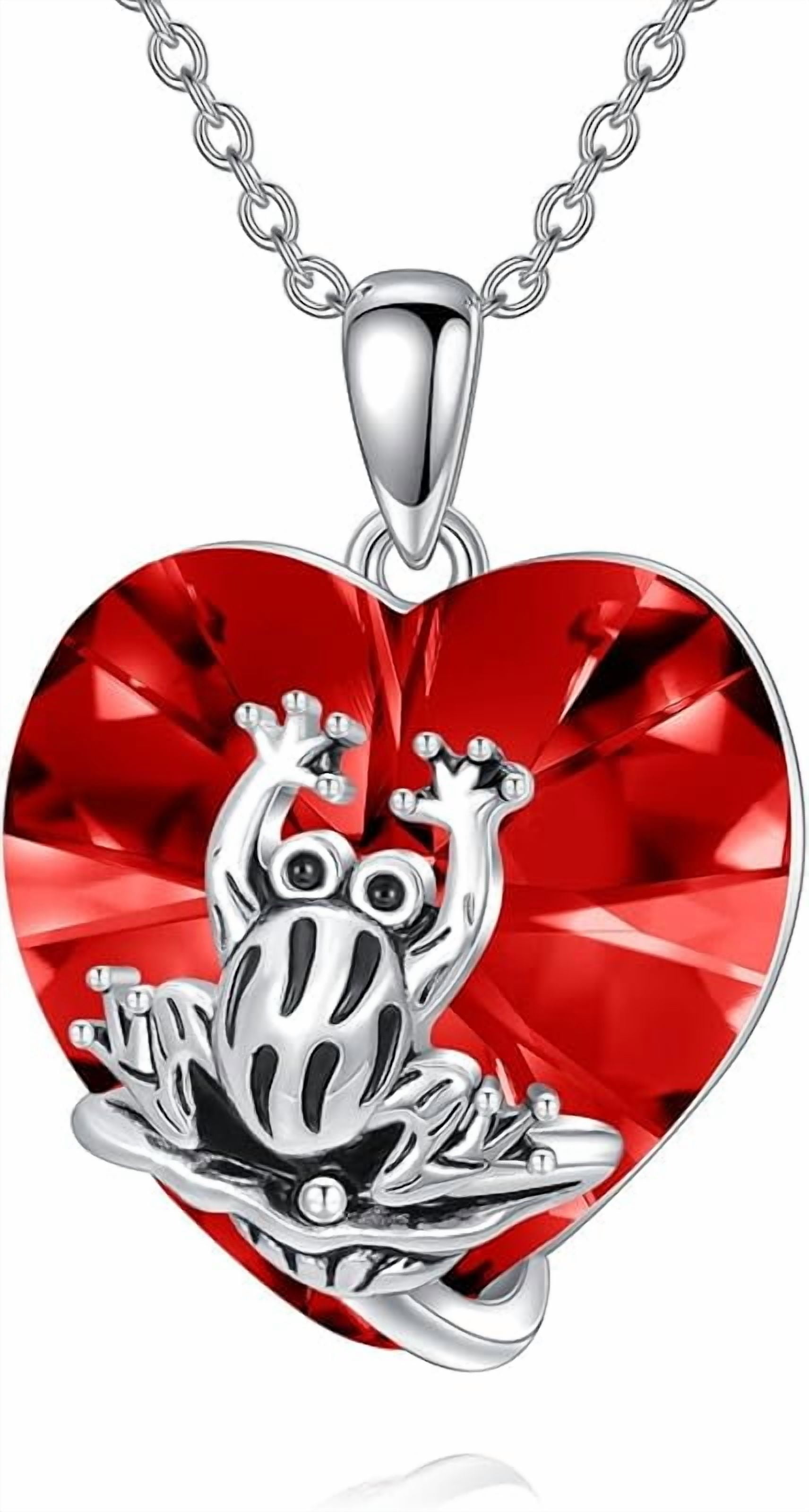AOBOCO Birthstone Frog Necklace for Women 925 Sterling Silver Heart ...