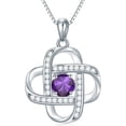 AOBOCO Birthstone Necklace Gifts for Women, Sterling Silver Love Knot ...