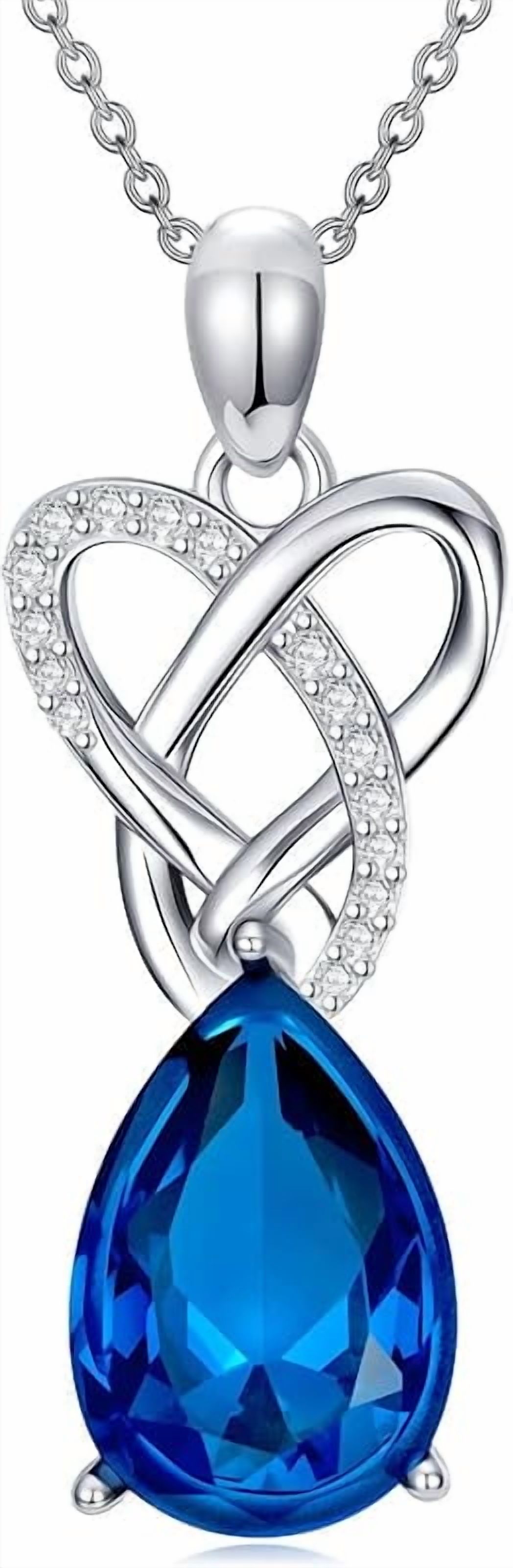 AOBOCO Celtic Knot Birthstone Necklace for Women 925 Sterling Silver ...