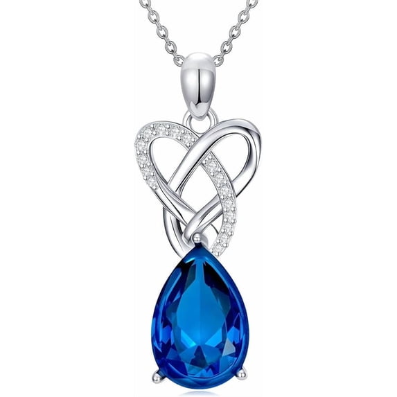 AOBOCO Celtic Knot Birthstone Necklace for Women 925 Sterling Silver ...