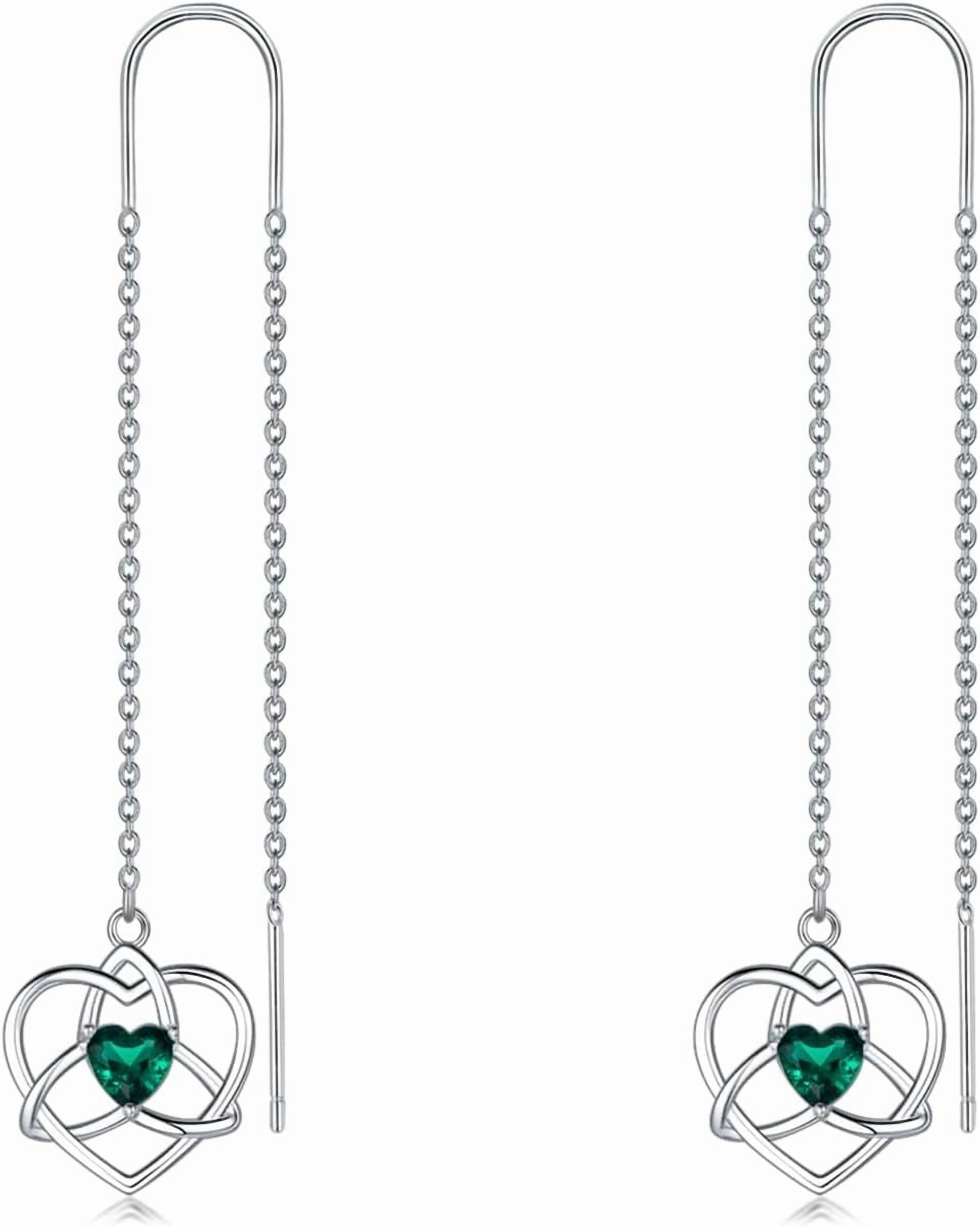 AOBOCO Celtic Knot Threader Earrings 925 Sterling Silver Good Luck ...